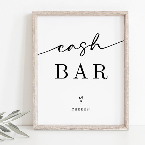 Minimalist Cash Bar Wedding Sign | Zazzle