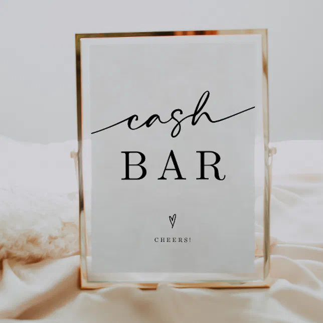 Minimalist Cash Bar Wedding Sign | Zazzle