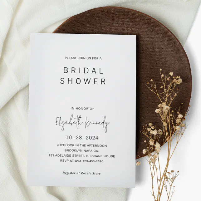 Minimalist Casual Script Bridal Shower Invitation | Zazzle