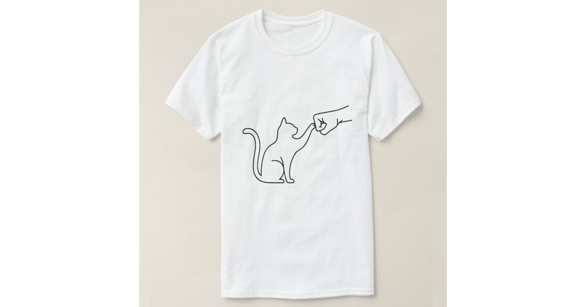 Minimalist Cat Fist Bump Line Art T-Shirt for Men | Zazzle