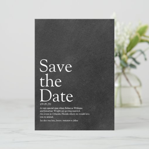 Minimalist Chalkboard Save the Date Definition | Zazzle Minimalist Chalkboard Save the Date Definition | Zazzle