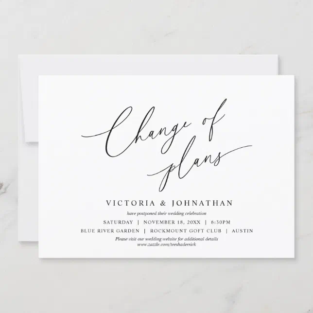 Minimalist, Change of Plans, change the date Invitation | Zazzle