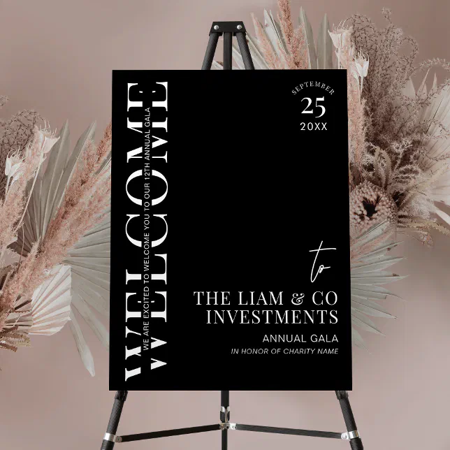Minimalist Charity Gala Corporate Event Welcome Foam Board | Zazzle