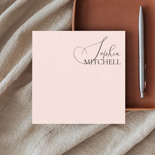 Minimalist Chic Callgraphy Blush Pink Note Card | Zazzle
