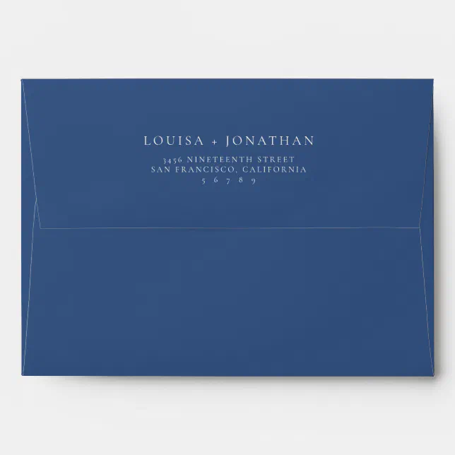 Minimalist Chic Classic Blue White Return Address Envelope | Zazzle