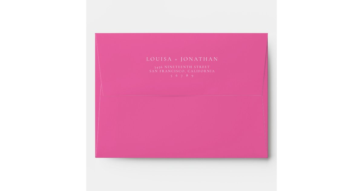 Minimalist Chic Classic Hot Pink Return Address Envelope | Zazzle