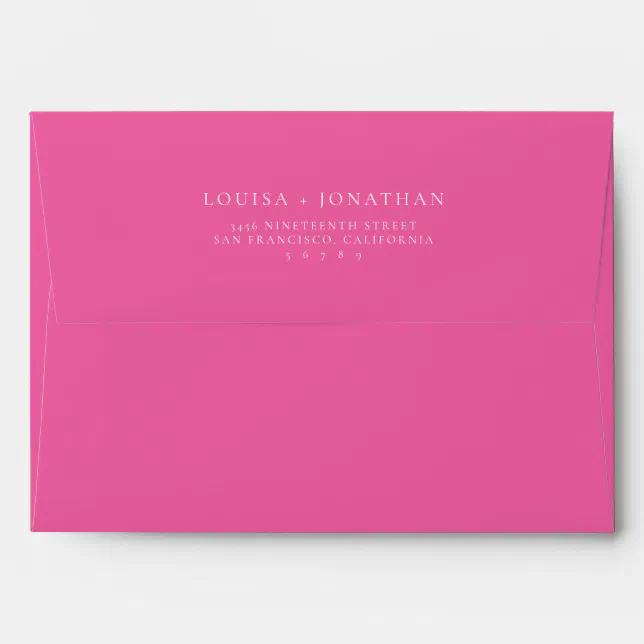 Minimalist Chic Classic Hot Pink Return Address Envelope | Zazzle