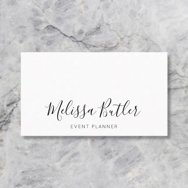 Minimalist Chic Handwritten Calligraphy White Business Card | Zazzle