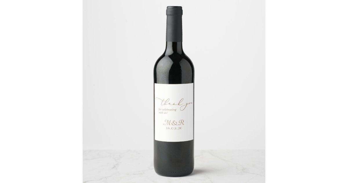 Minimalist Chic Thank You Beer Liquor Wine Label | Zazzle
