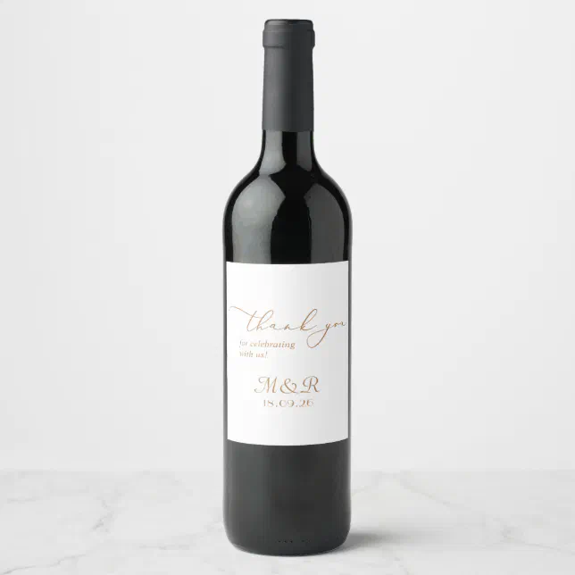 Minimalist Chic Thank You Beer Liquor Wine Label | Zazzle