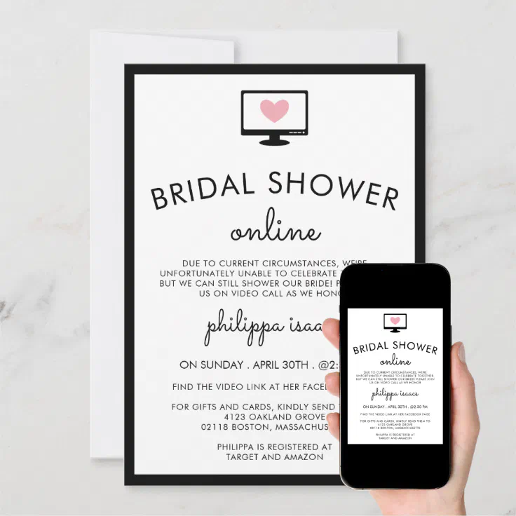 Minimalist Chic Virtual Bridal Shower Invitation | Zazzle