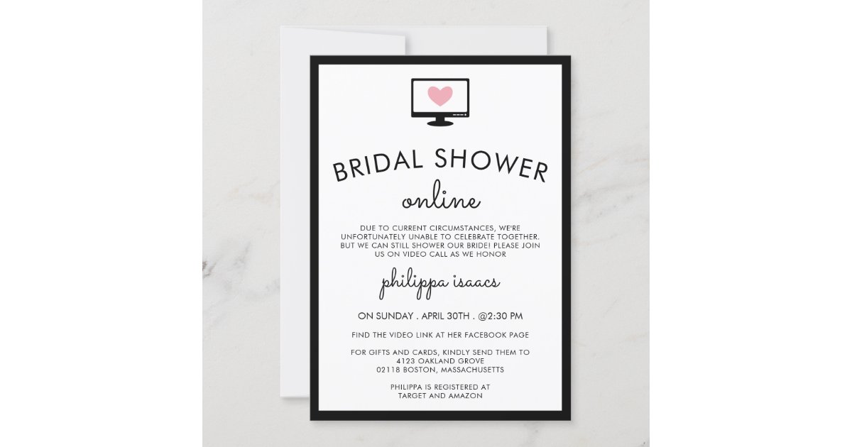 Minimalist Chic Virtual Bridal Shower Invitation | Zazzle