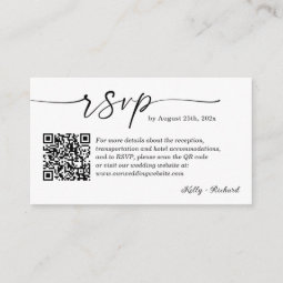 Minimalist Chic Wedding RSVP Website QR Code Photo Enclosure Card | Zazzle