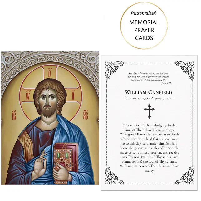 Minimalist Christ Orthodox Memorial Prayer Card | Zazzle