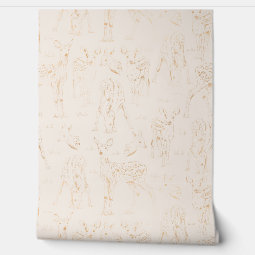 Minimalist Christmas Gold Deer Pattern Wallpaper | Zazzle