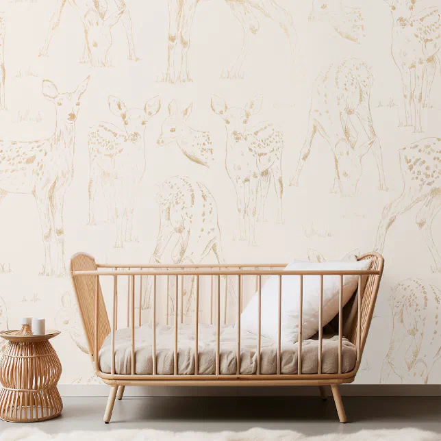 Minimalist Christmas Gold Deer Pattern Wallpaper | Zazzle