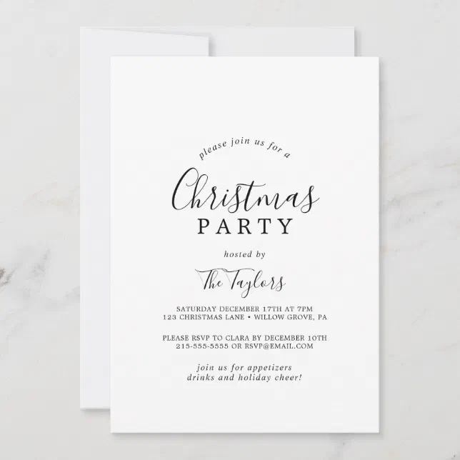 Minimalist Christmas Party Typography Invitation | Zazzle