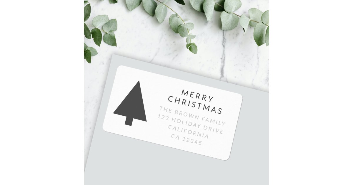 Minimalist Christmas Tree | Simple Return Address Label | Zazzle