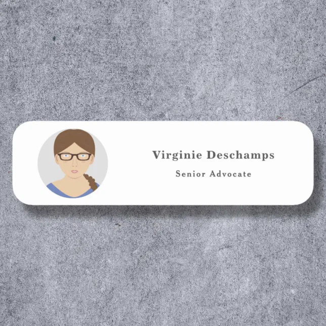Minimalist Circle Photo Employee Name Tag | Zazzle