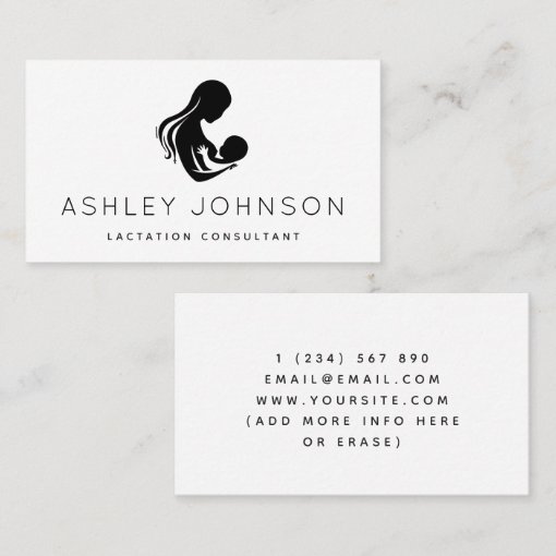 Minimalist Classic Black & White Breastfeeding Mom Business Card | Zazzle