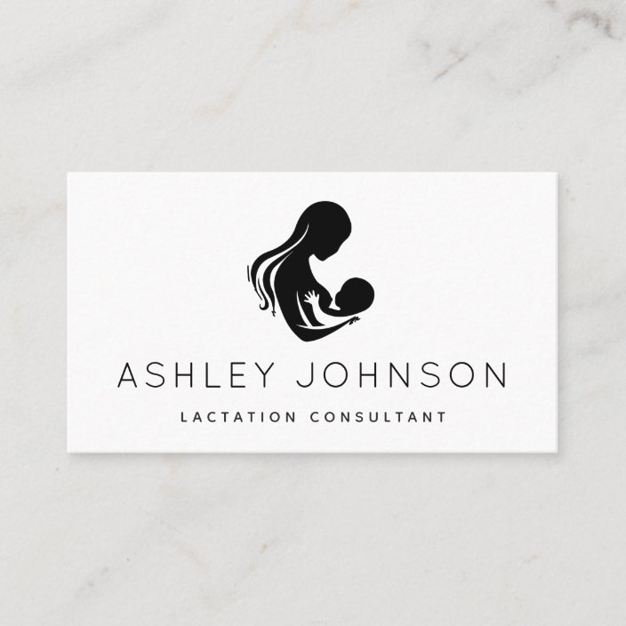 Minimalist Classic Black & White Breastfeeding Mom Business Card ...