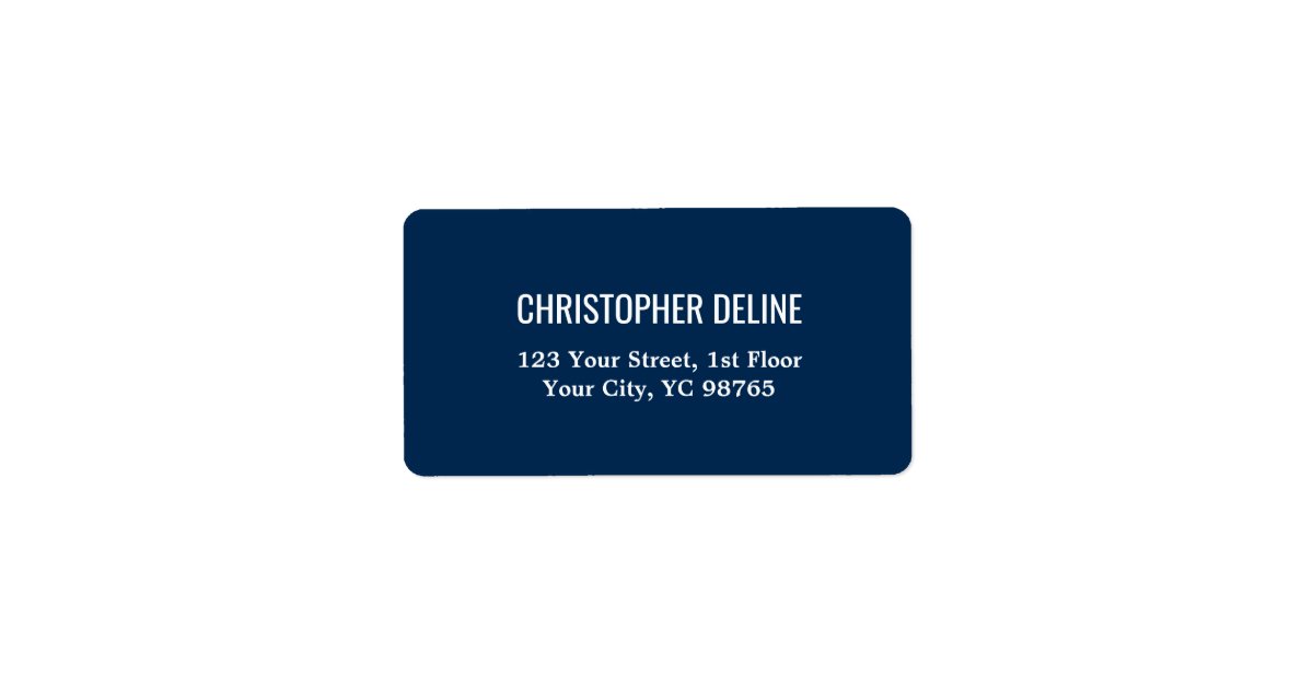 Minimalist Classic Elegant Navy Blue White Label | Zazzle
