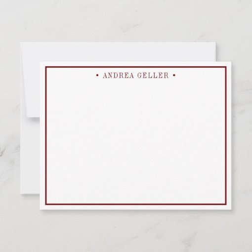 Minimalist Classic Maroon Border Note Card | Zazzle