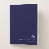 Minimalist Classic Monogram Navy Blue Pocket Folder | Zazzle