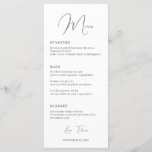 Minimalist Classic Script Font Wedding Menu Card | Zazzle