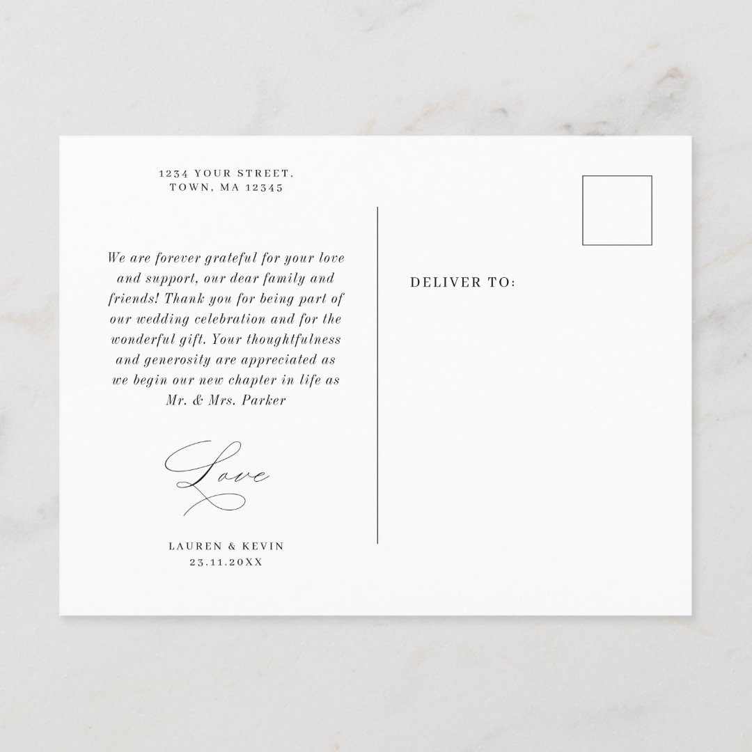 Minimalist classic simple thank you postcard | Zazzle