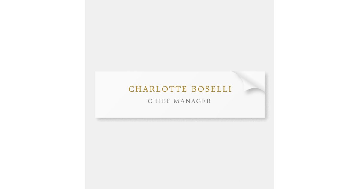 Minimalist Classical Professional Gold Color Bumper Sticker | Zazzle