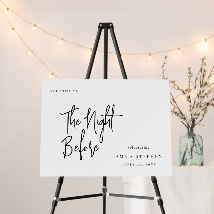 Minimalist Classy the Night Before Welcome Sign | Zazzle