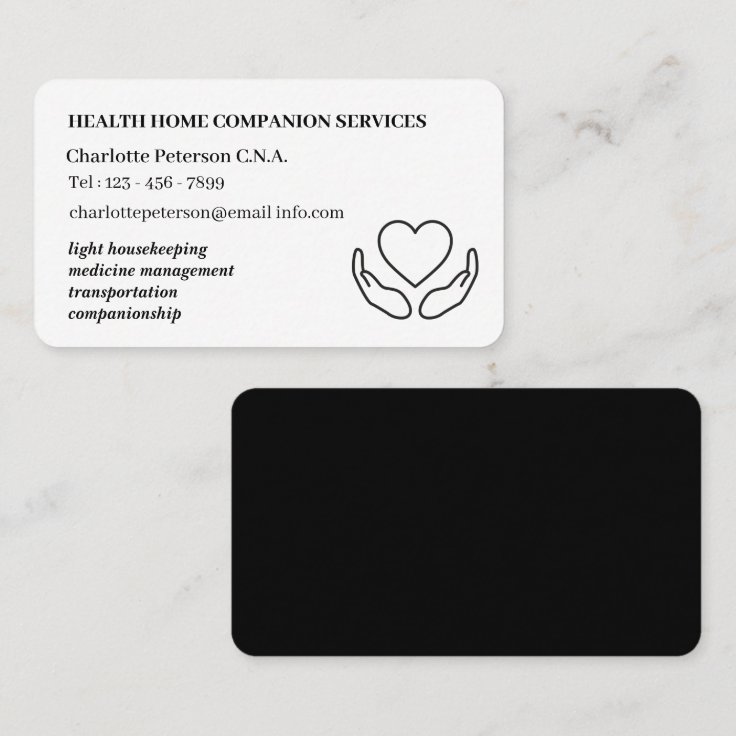 Minimalist CNA Home Health Caregiver Business Card | Zazzle