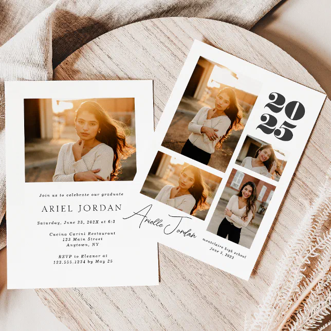 Minimalist Collage Graduation Year | Photo Collage Invitation | Zazzle