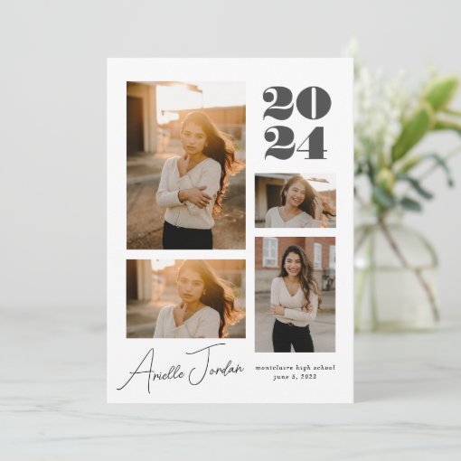Minimalist Collage Graduation Year | Photo Collage Invitation | Zazzle