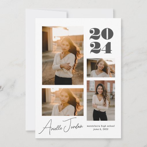 Minimalist Collage Graduation Year | Photo Collage Invitation | Zazzle