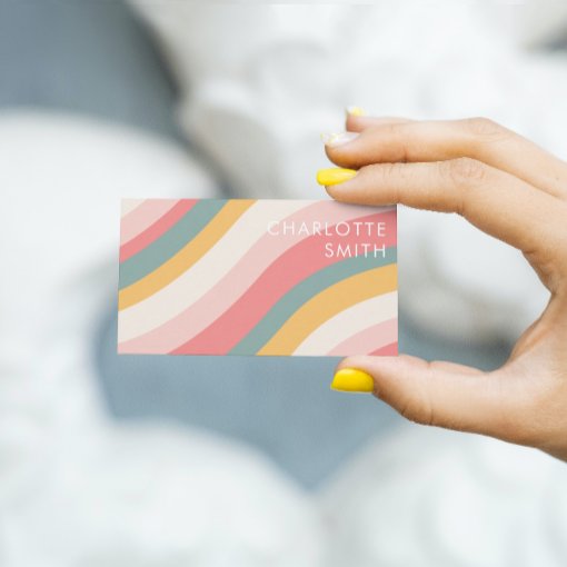 Minimalist Color Wave QR Code Business Card | Zazzle