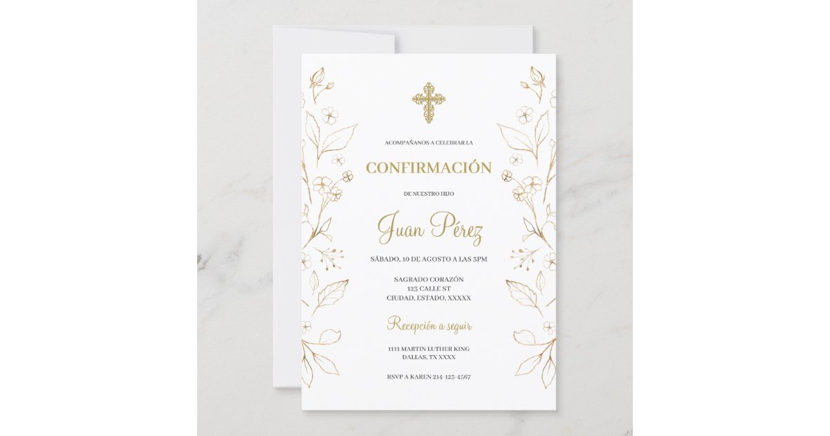 Minimalist confirmation Spanish invite | Zazzle