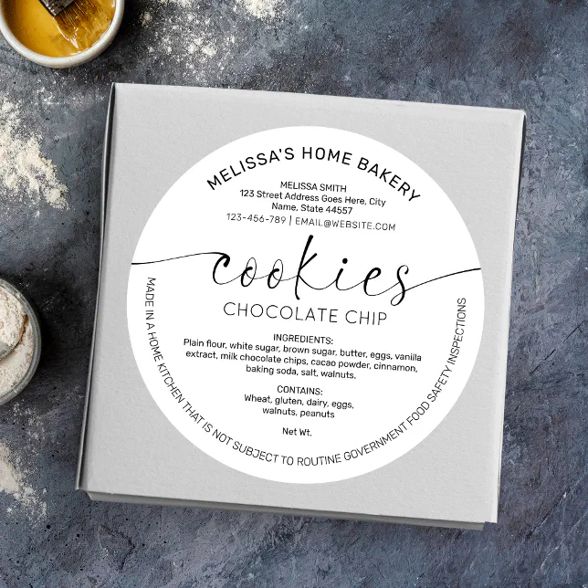 Minimalist Cookies Label Cottage Bakery Packaging | Zazzle