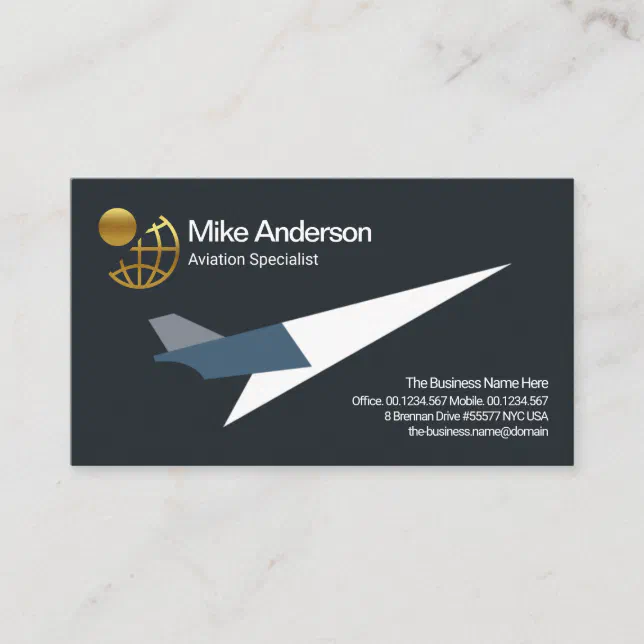 Minimalist Cool Jet Airplane Aviation Pilot Business Card | Zazzle