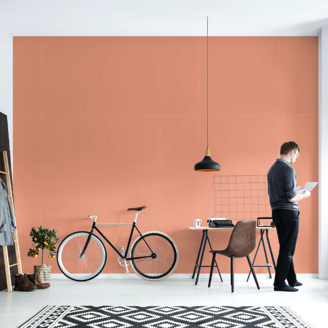Minimalist coral peach plain solid color modern wallpaper | Zazzle