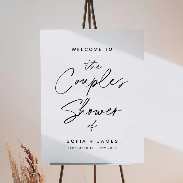 Minimalist Couples Shower Welcome Sign Foam Board | Zazzle
