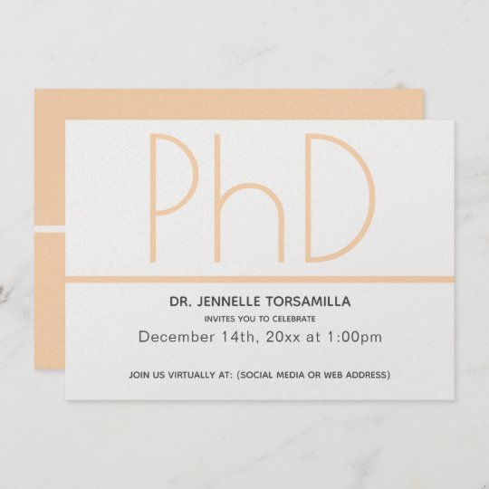 Minimalist Cream Virtual PhD Graduation Party Invitation | Zazzle.com