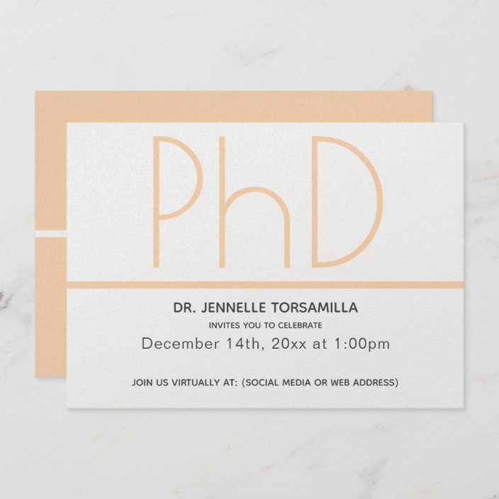 Minimalist Cream Virtual PhD Graduation Party Invitation | Zazzle.com