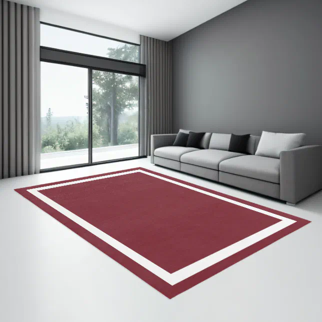 Minimalist Crimson Rose Red White Area Rug | Zazzle