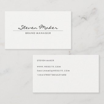 Minimalist Cursive Font Business Card | Zazzle