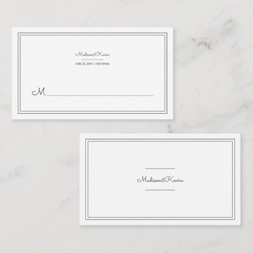 Minimalist Cursive Script Wedding Place Card | Zazzle