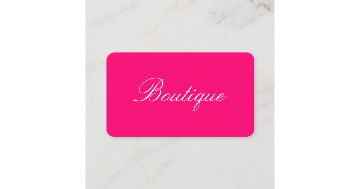 Minimalist Cursive Text Hot Pink Black Business Card | Zazzle