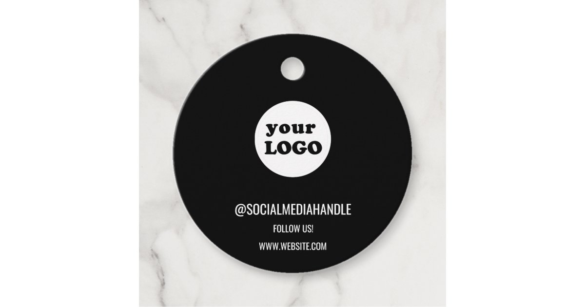 Minimalist Custom Business Logo Black Favor Tags | Zazzle