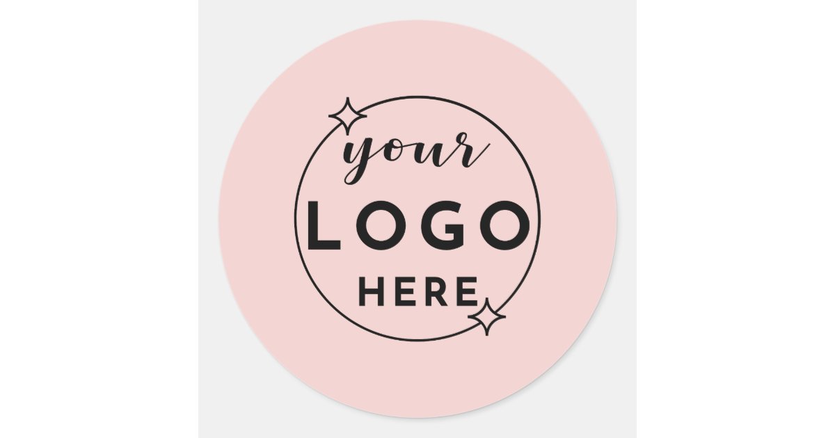 Minimalist Custom Business Logo Blush Pink Classic Round Sticker | Zazzle